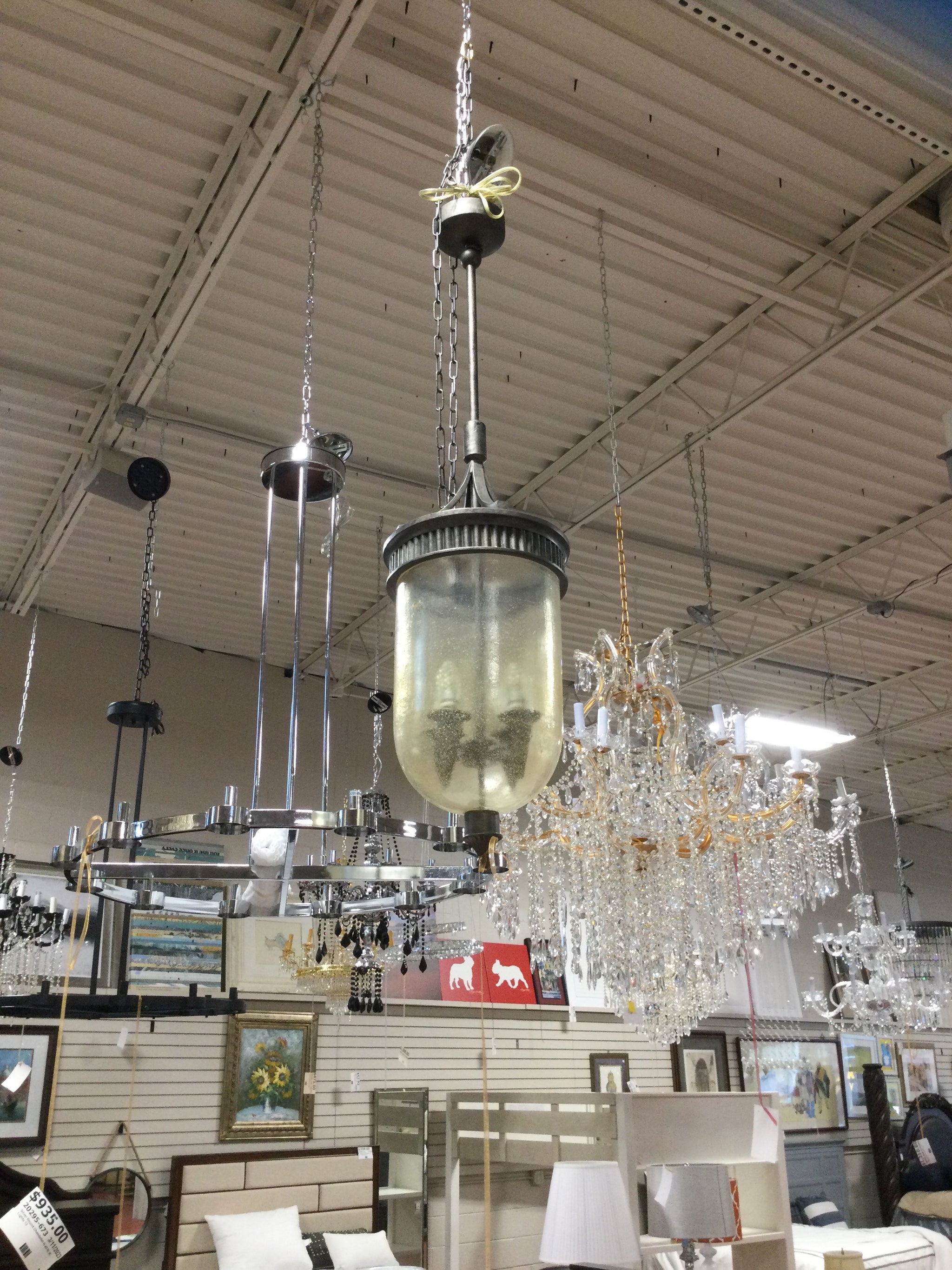 Rubbed Bronze Bubble Glass Pendant 4 Lights 48"H 12W