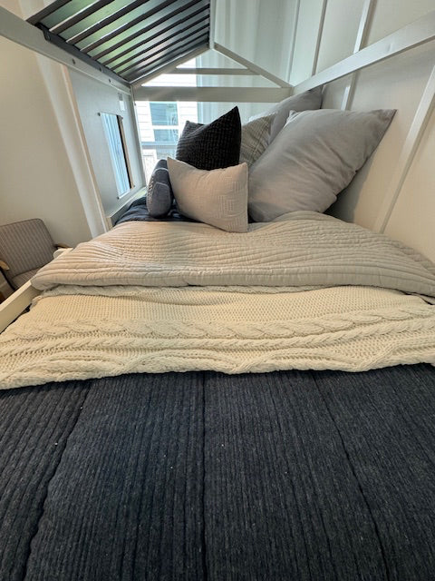 West Elm & Pottery Barn, TWIN denim, grey, cream comforter and Shams ...