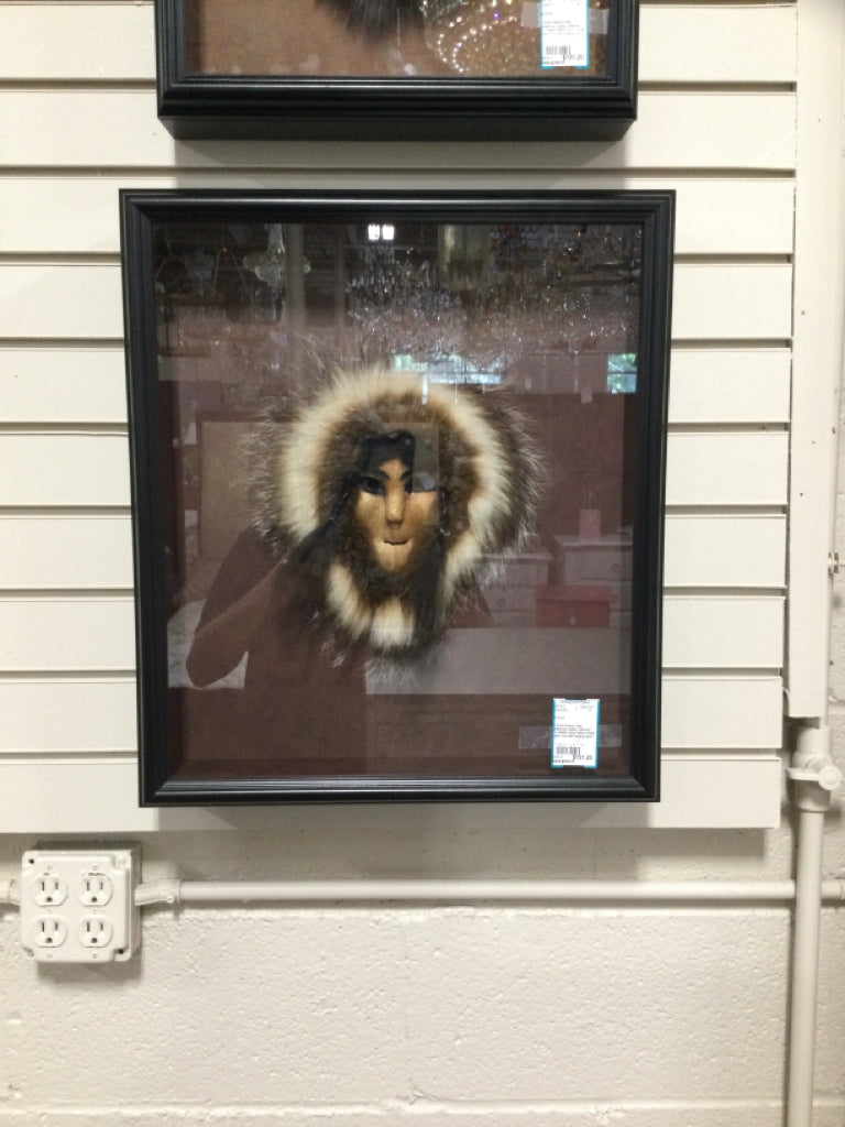 Alaskan Mask Anaktuvuk Caribou Hide and Fur Alaska Native Eskimo Made