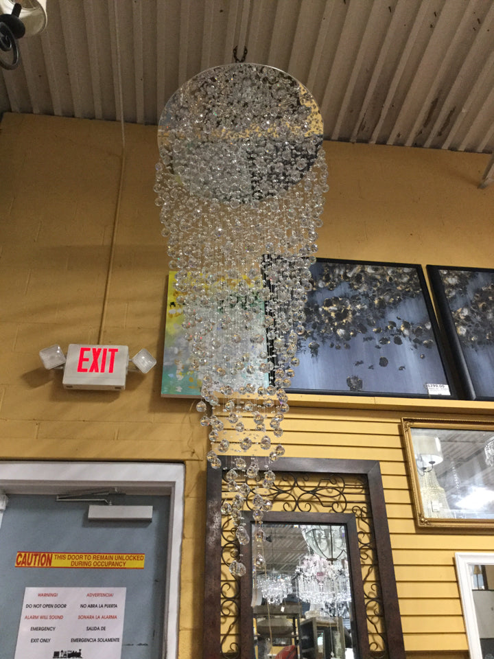 Bavarian Crystal Flush Mount Tappered Chandelier 7Ft Tall